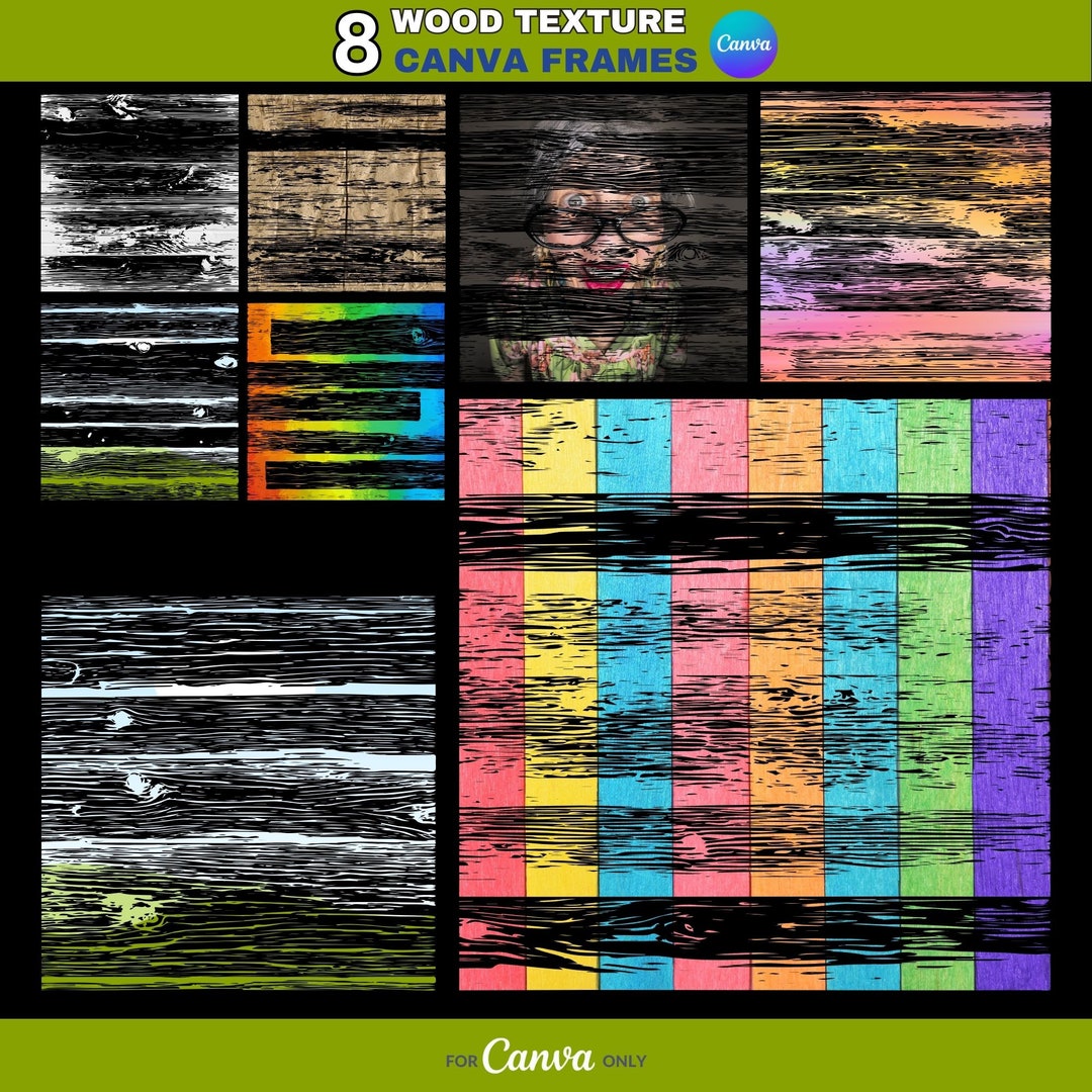 Rustic Wood Texture Canva Frames - Set of 8 Digital Templates - Etsy