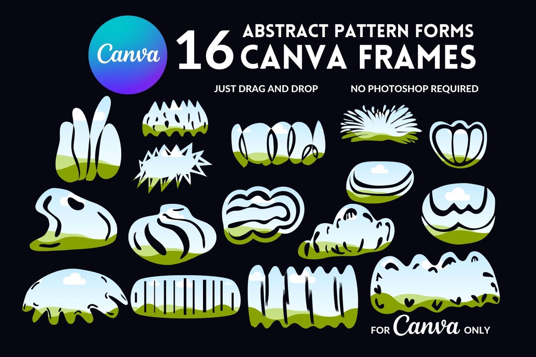 Editable Canva Circle Frames, Abstract Pattern Canva Frames, Organic Shape Canva Frames, Fill ...