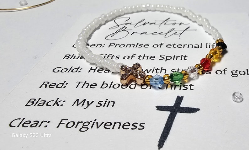 Salvation Bracelet: Glass Bead Crystal Cross, Faith Jewelry - Etsy