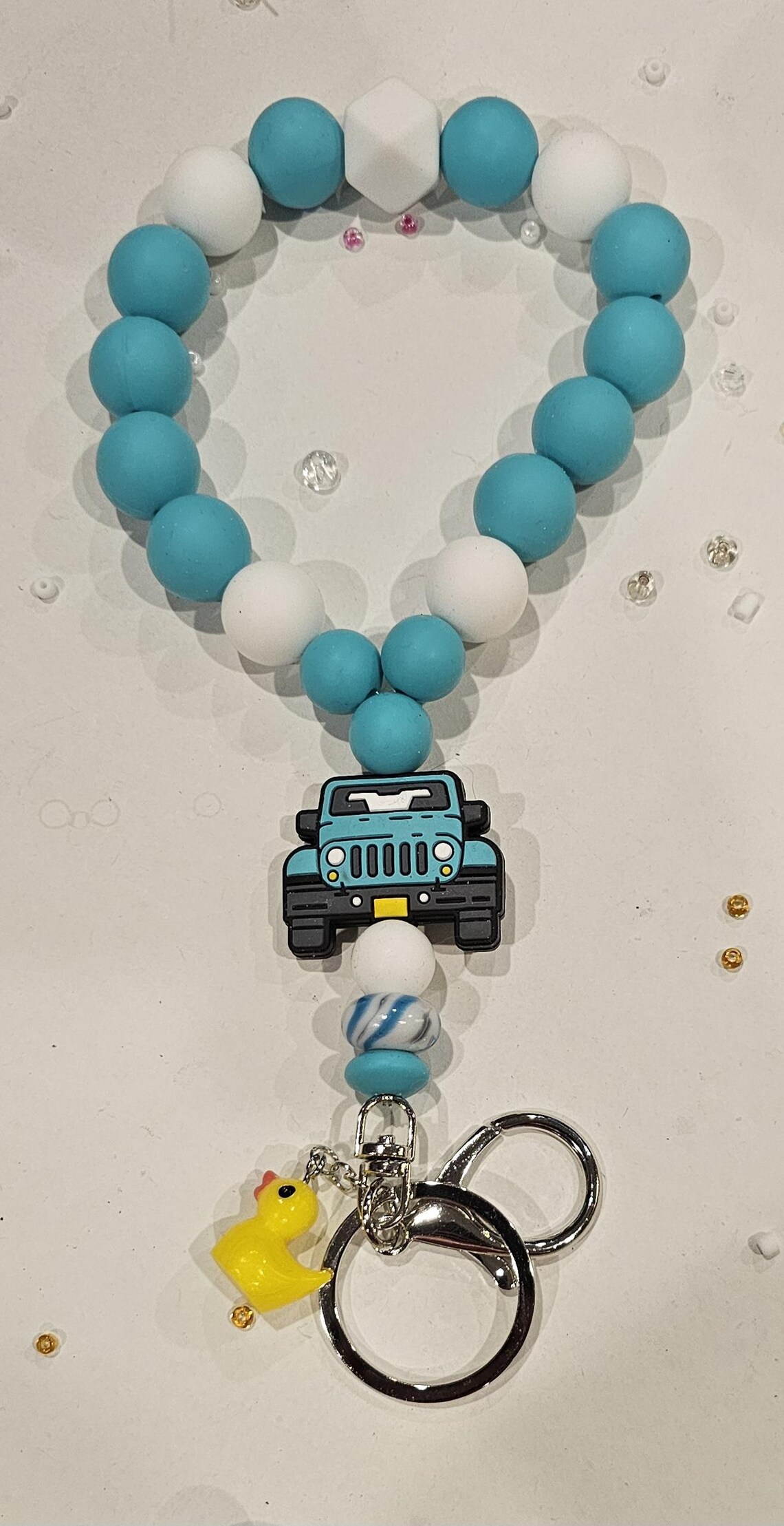OFF-ROAD Truck Silicone Beaded Wristlets Keychain, Stretchy Silicone ...
