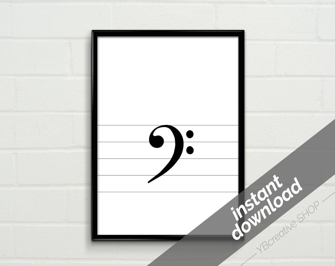 Music Prints: Treble Clef / Bass Clef / Alto Clef Printable Instant ...