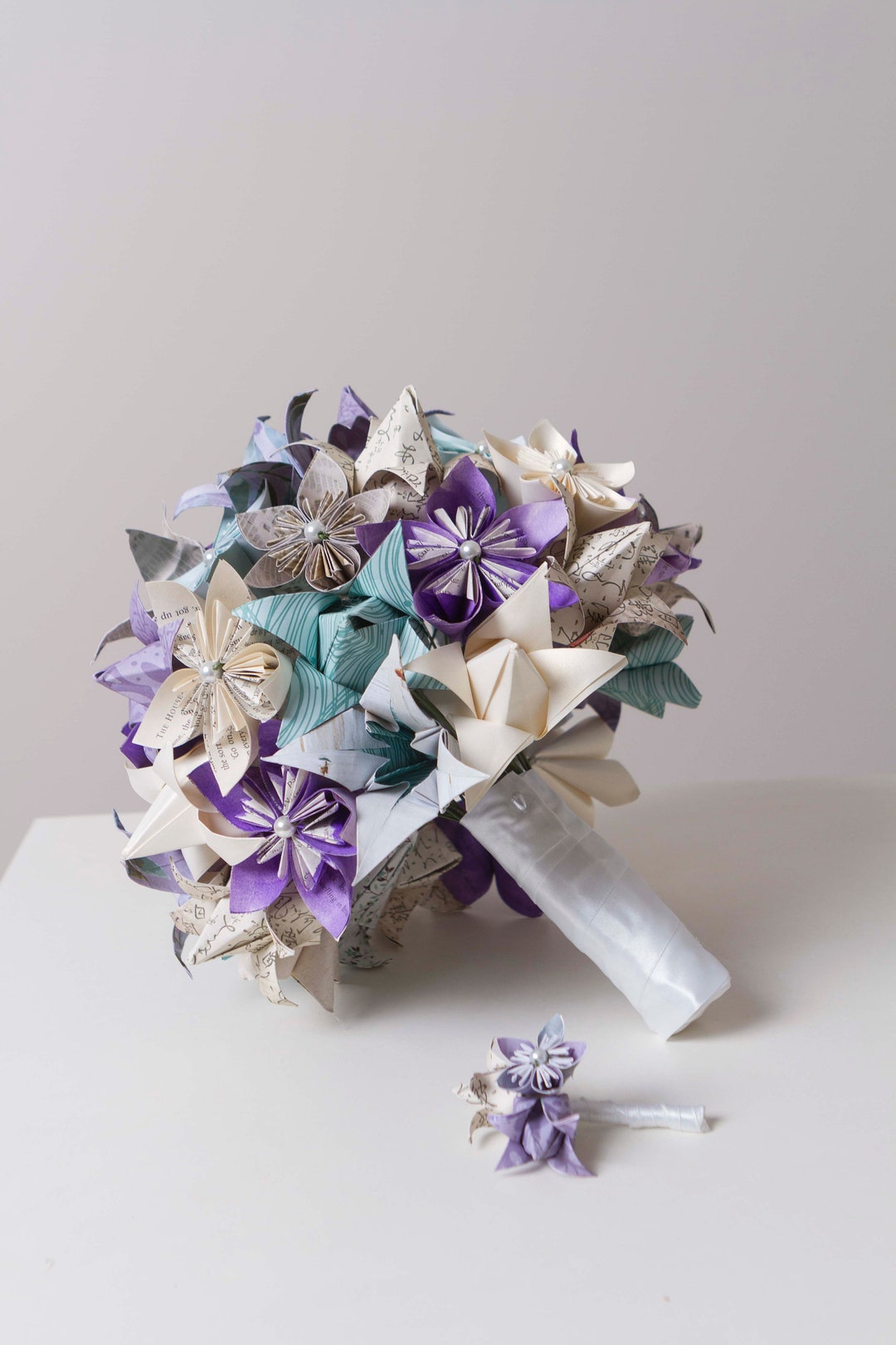 Origami Bridal Bouquet, Paper Flower Bouquet, Book Page Bouquet, Bridal ...