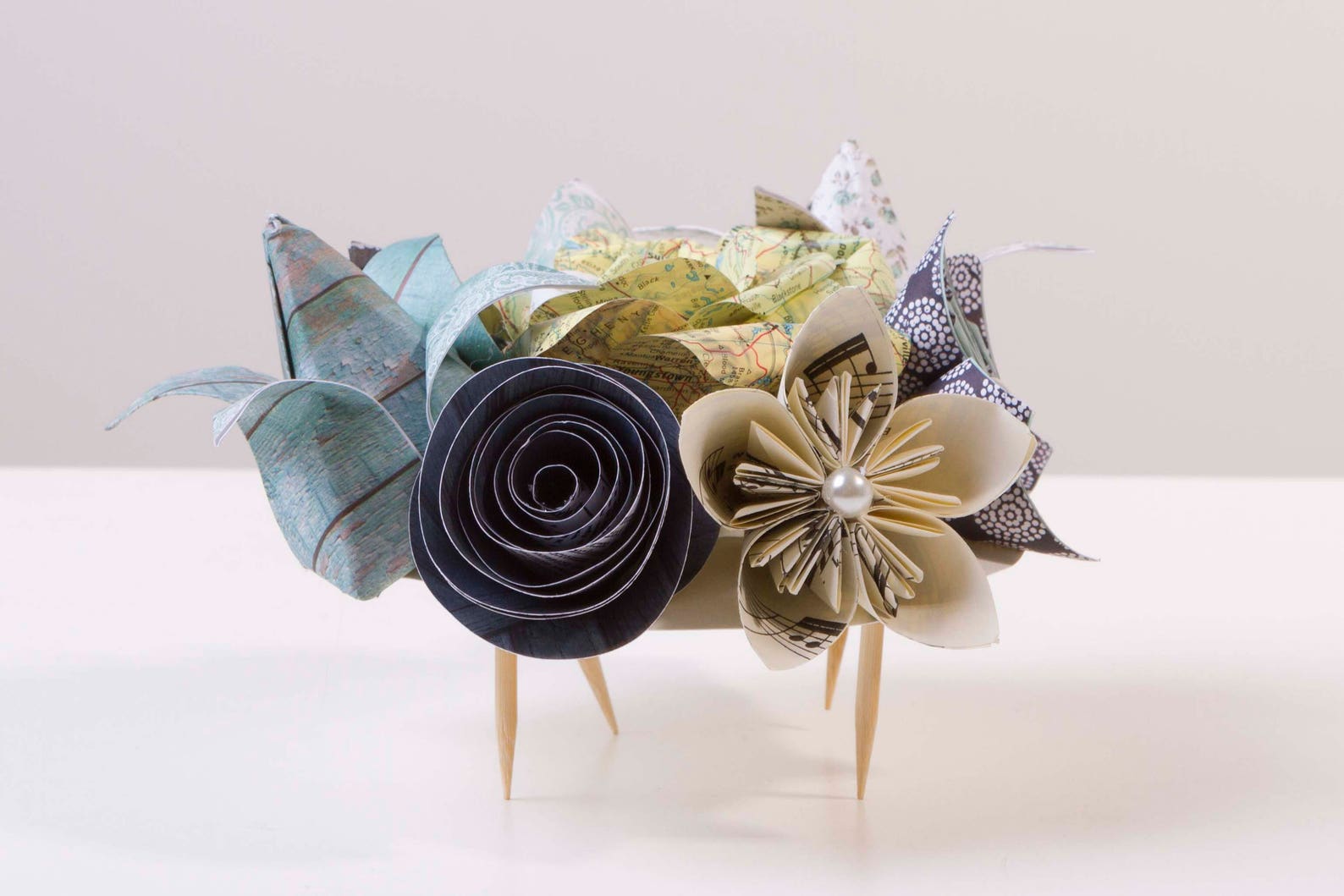 Origami Flower Cake Topper Book Page Flowers Paper Flowers - Etsy