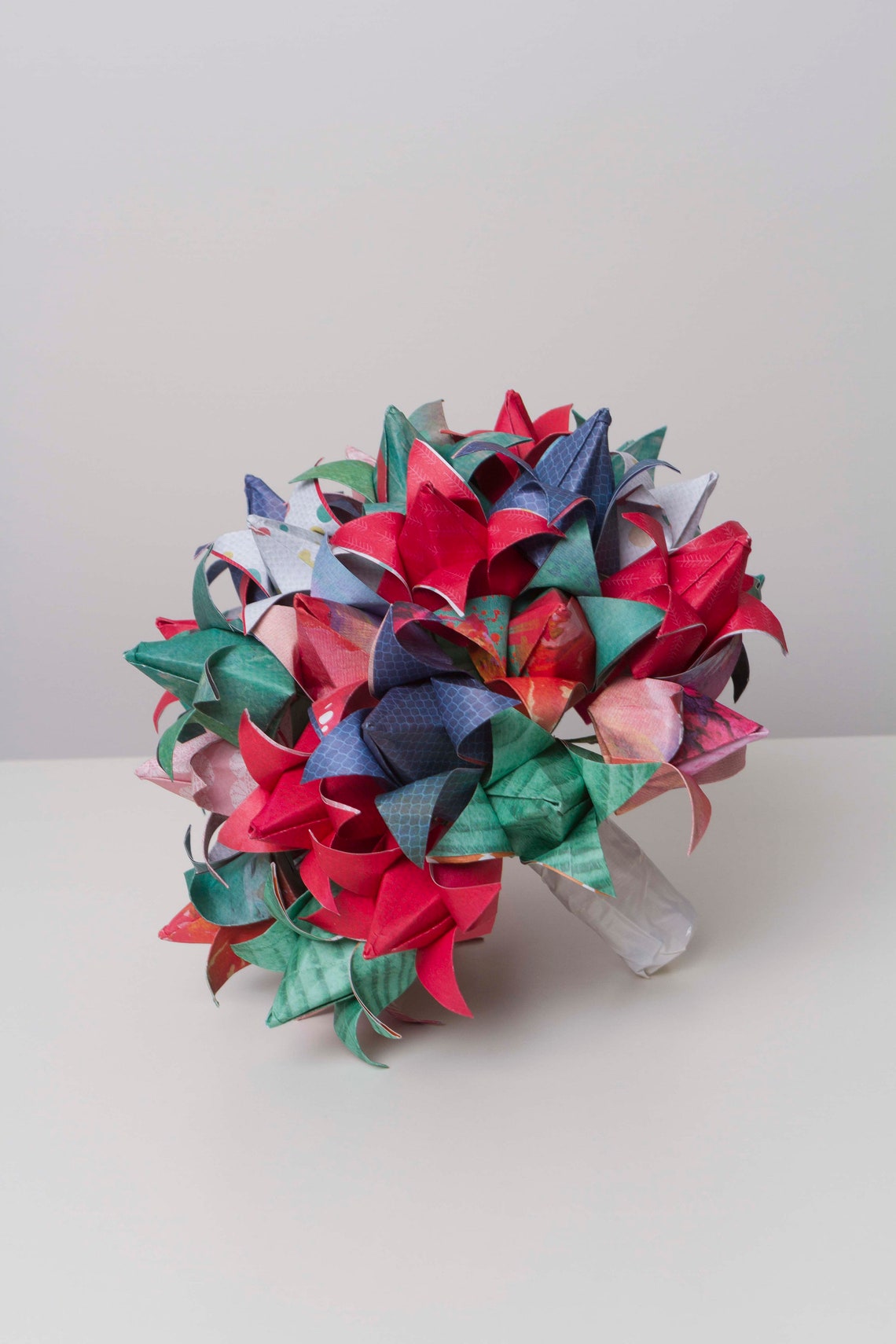 Origami Tulip Bouquet, Hot Pink, Bright Blue, Emerald Green, Water ...