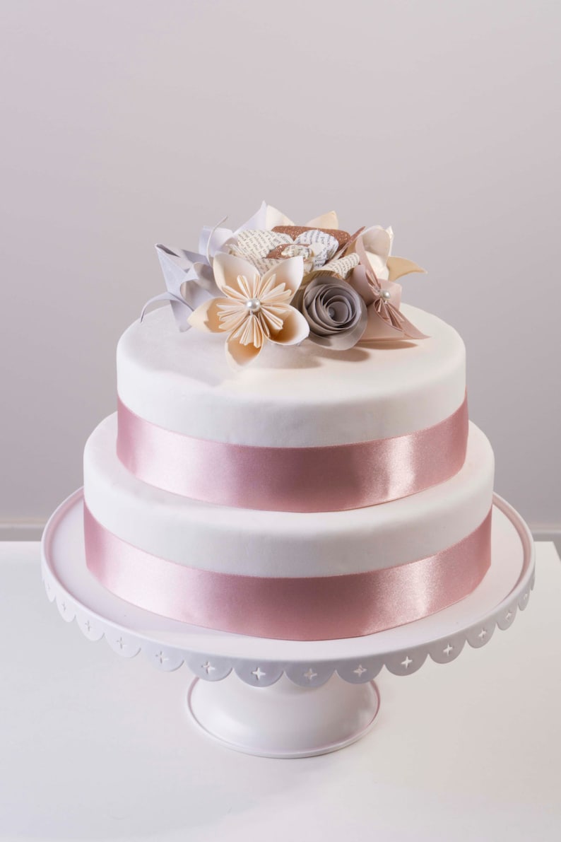 Origami Flower Cake Topper Book Page Flowers Paper Flowers - Etsy