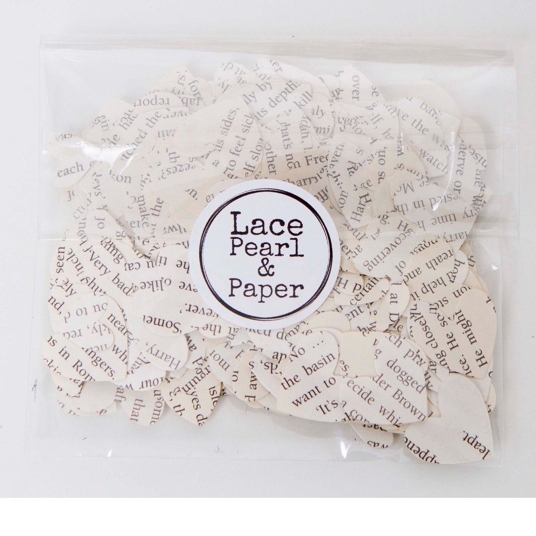 Book Page Heart Shaped Confetti - Etsy