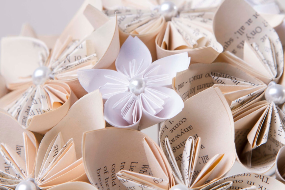 Paper Flower Bouquet Book Page Paper Flowers Book Bouquet | Etsy