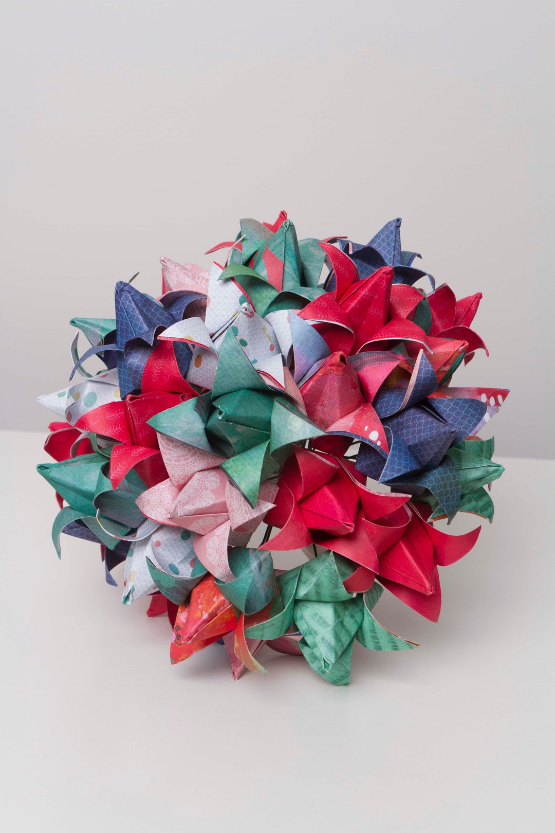 Origami Tulip Bouquet, Hot Pink, Bright Blue, Emerald Green, Water ...