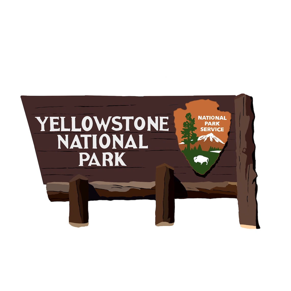 Yellowstone National Park Entrance Sign PNG JPEG USA | Etsy