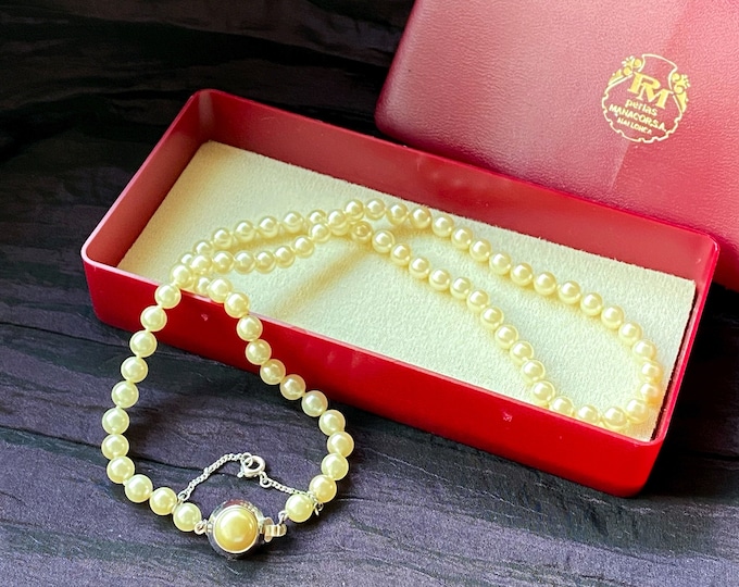 MALLORCA Perlas Manacor Single Strand Pearls With Box, Spanish ...