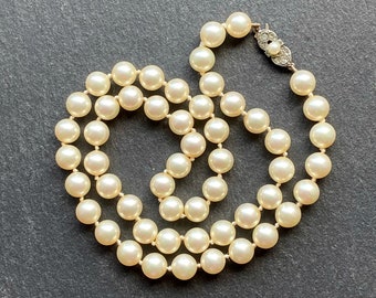 MAJORICA PEARLS Single Strand Silver Grey Shell Pearls in Box, Spanish ...