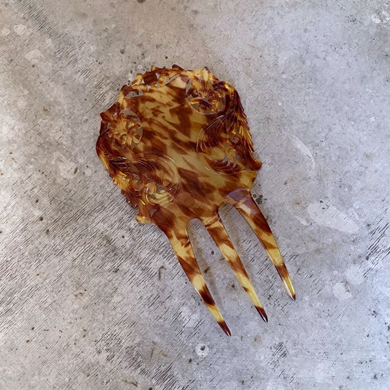 Beautiful vintage faux tortoiseshell hair comb with s… - Gem