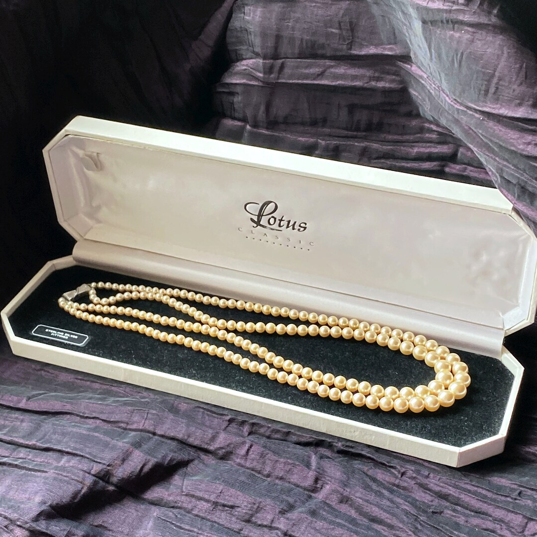 Vintage 2 Strand Graduating Faux Pearl Necklace With Sterling Silver ...