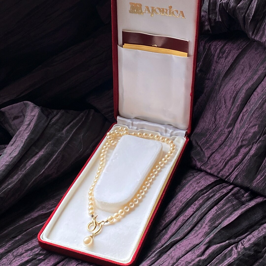 MAJORICA PEARLS Necklace With Gold Plated Silver Pendant in Box ...