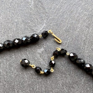 OOAK Vintage French Jet Bead Necklace With Purple Rhinestone Pendant ...