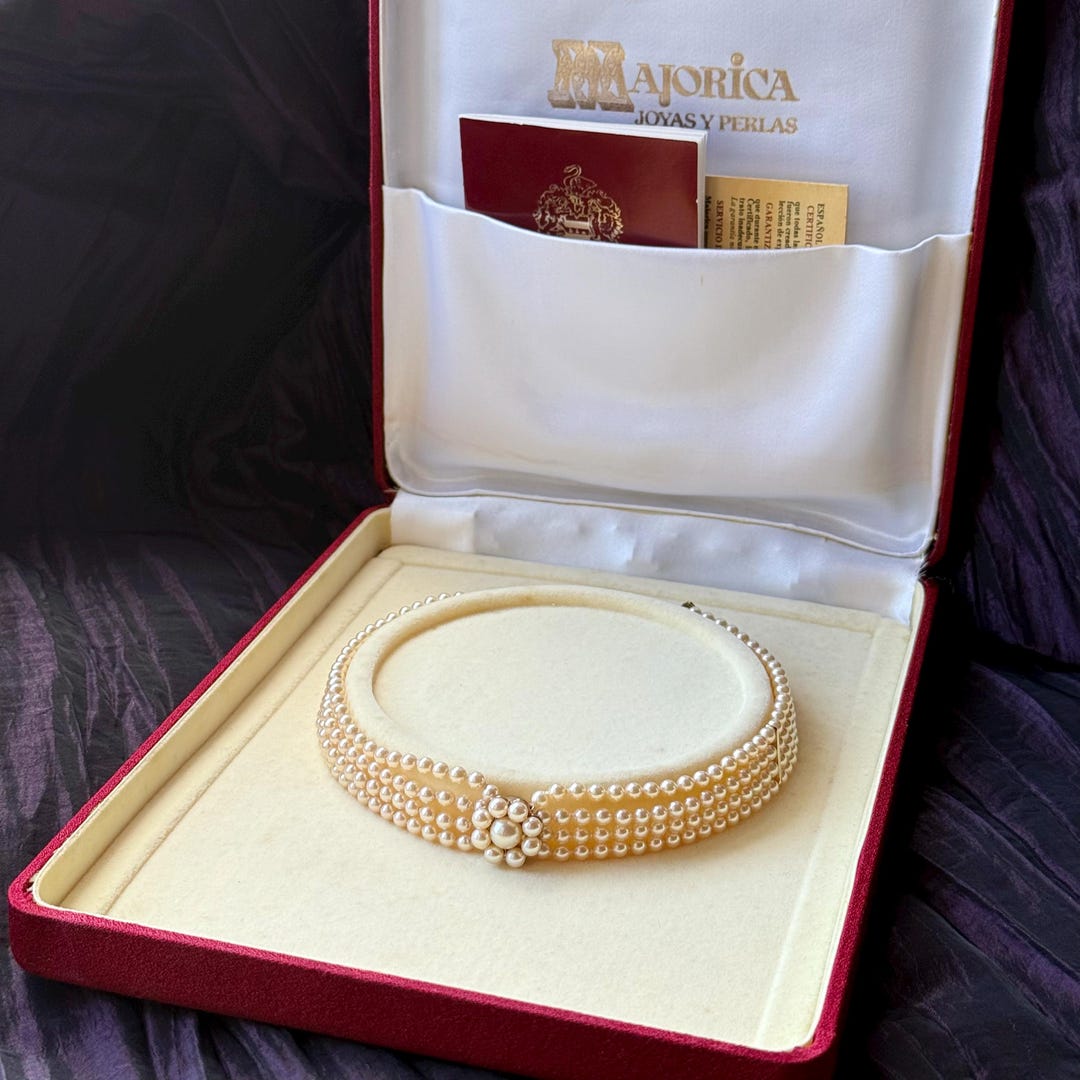 MAJORICA PEARLS Pearl Choker in Box, Spanish Perlas Pearl Necklace ...