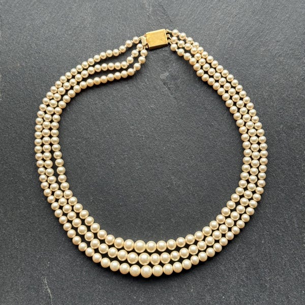 Triple Strand Pearl - Etsy