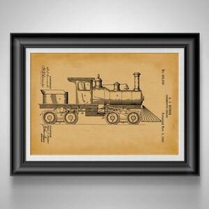 Locomotive Train Poster Model Train Decor Train Patent Prints ...