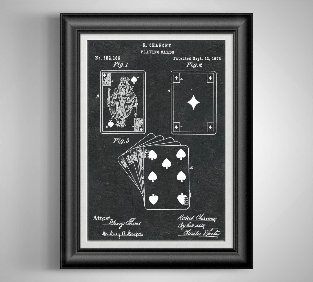 Playing Cards Art Patent Canasta Art Rec Room Decor Gin Rummy Decor ...