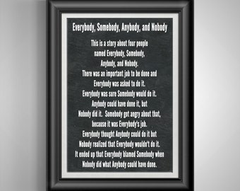 Everybody Somebody Anybody and Nobody Poster - Etsy