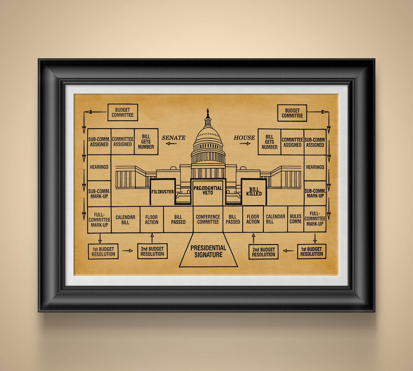 Political Science Bill Law Creation Poster Social Studies Wall Art ...