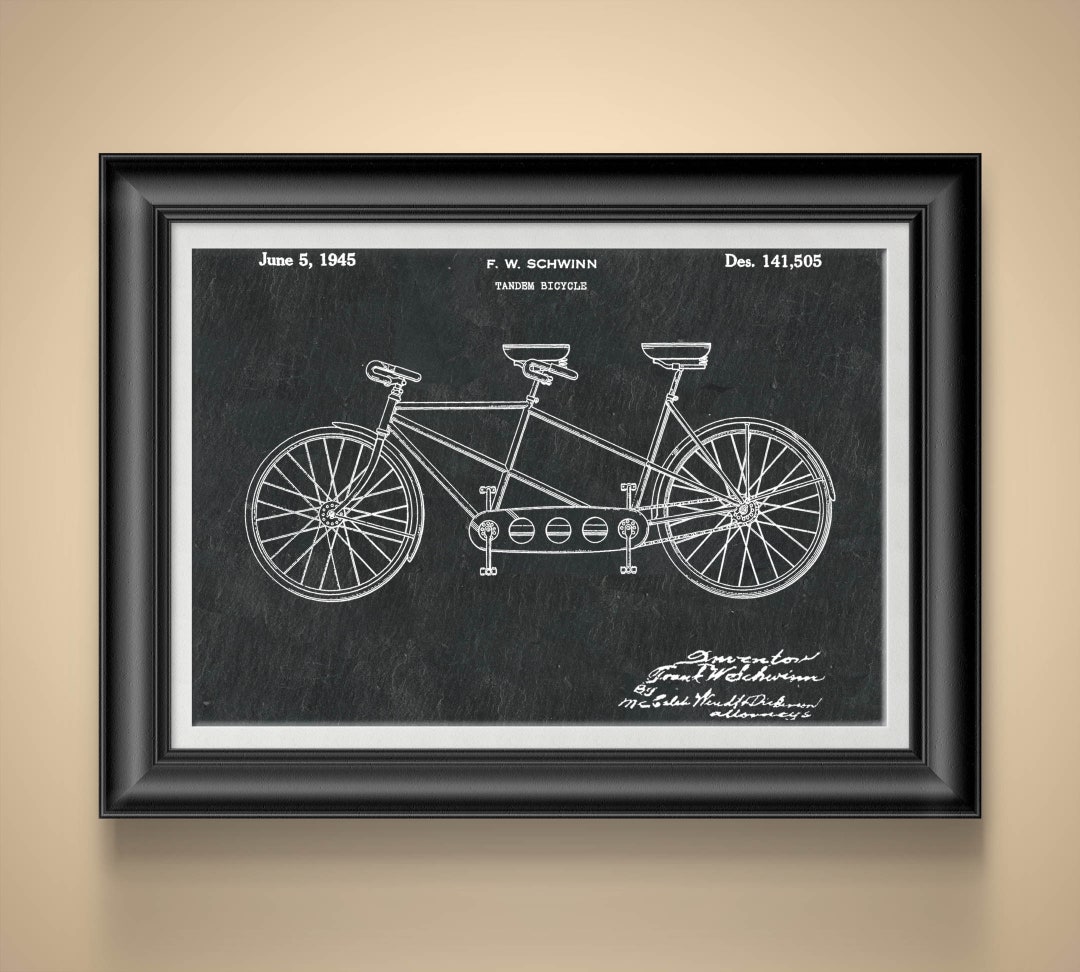 Vintage Tandem Bicycle Gifts Patent Art Print: Cycling Enthusiast Gift ...