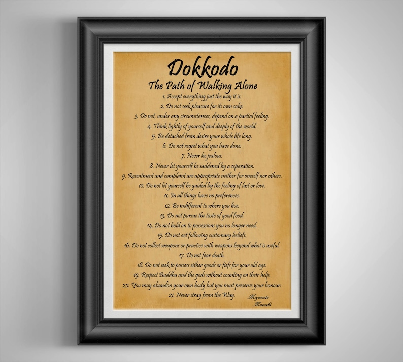Miyamoto Musashi Dokkodo: Samurai Path of Solitude Minimalist Art for ...