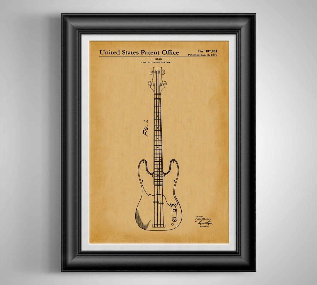 Lotus Bass Electric Guitar Art - Unique Heavy Metal Music Gift for ...