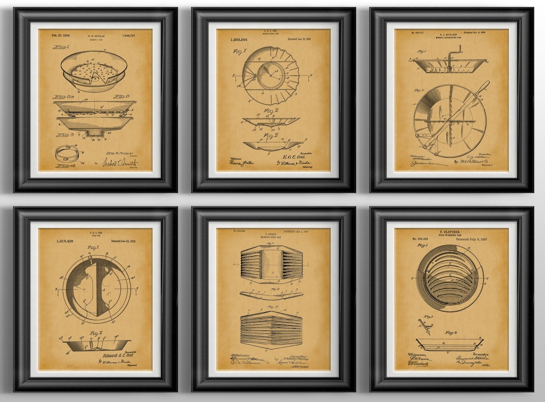 Sierra Nevada Gold Rush Set: 6 Panning Patents, American West ...