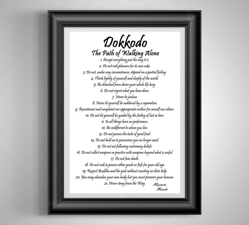 Miyamoto Musashi Dokkodo: Samurai Path of Solitude Minimalist Art for ...