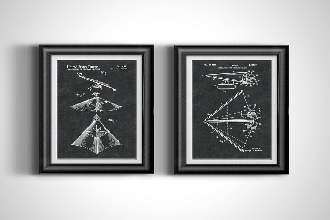 Paraglider Patent Art Hang Gliding Art Paragliding Poster Living Room ...