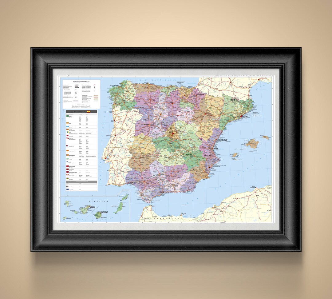 Map of Spain Poster Spanish Wall Art Spain Print Spanish Print - Etsy