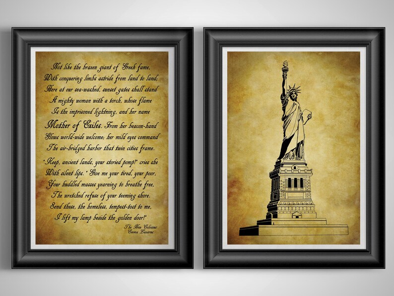 Emma Lazarus Poem 'the New Colossus' Wall Art Citizenship Gift for ...