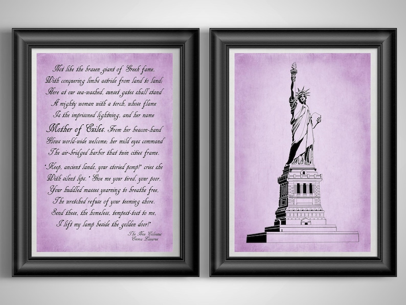 Emma Lazarus Poem 'the New Colossus' Wall Art Citizenship Gift for ...
