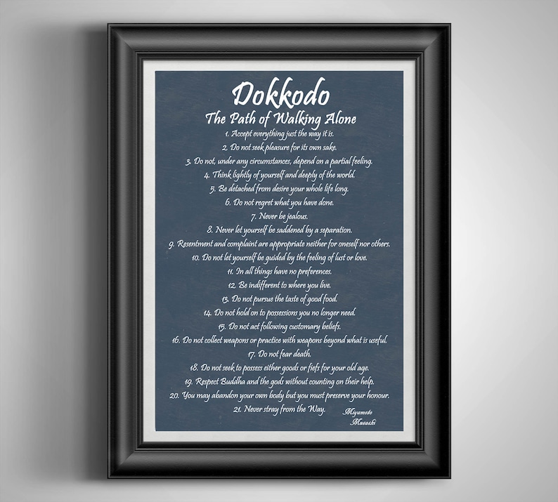 Miyamoto Musashi Dokkodo: Samurai Path of Solitude Minimalist Art for ...