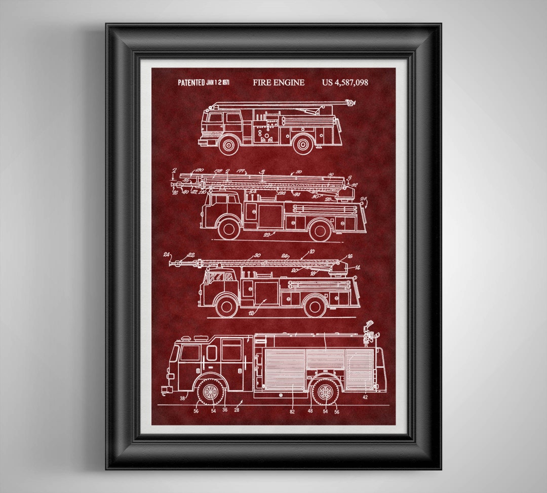 Firefighter Gift for Him Firefighter Decor Fireman Gifts Fire Truck Art ...