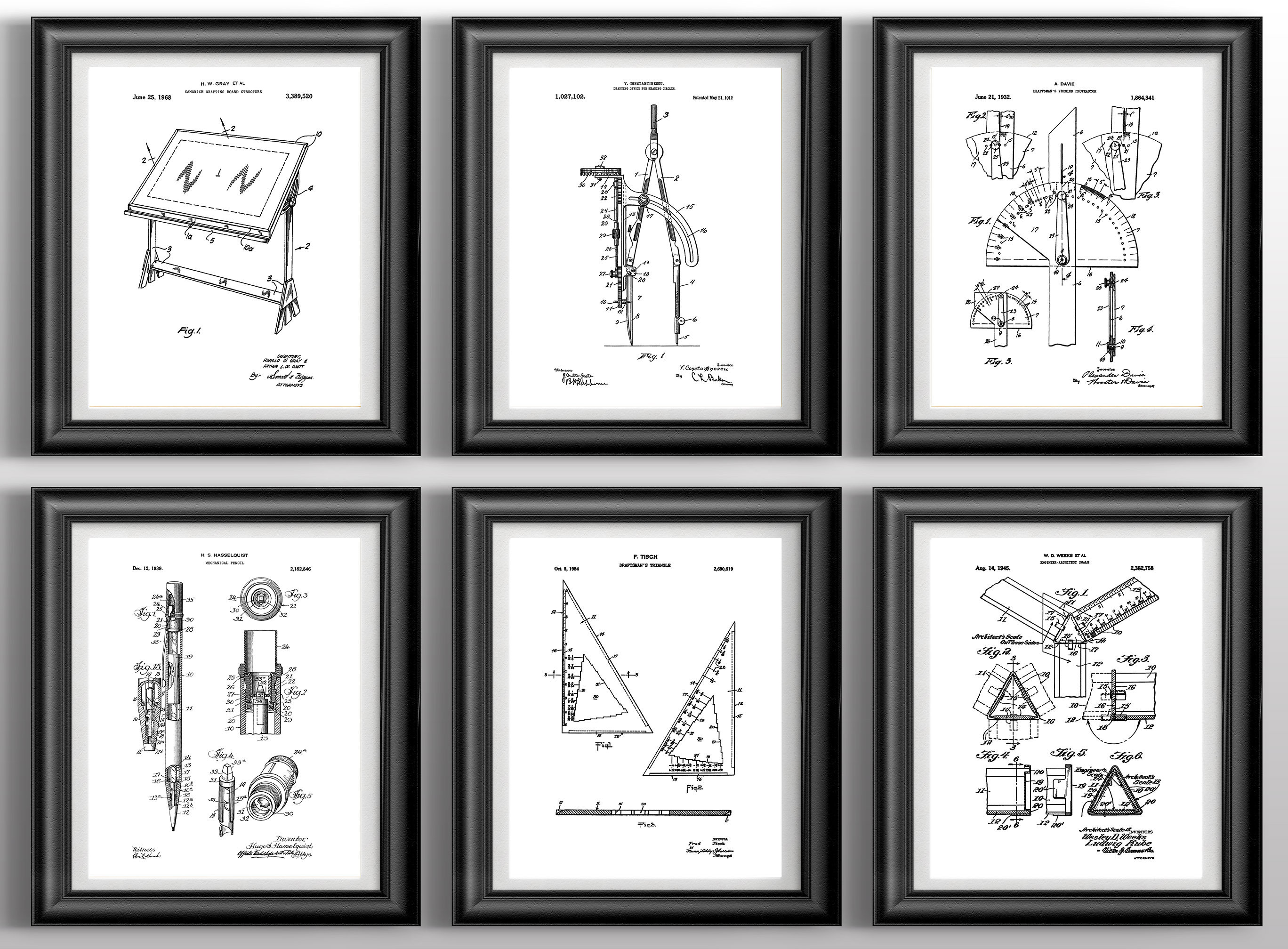Architecture Poster Set of 6 Wall Art Engineer Gifts - Etsy