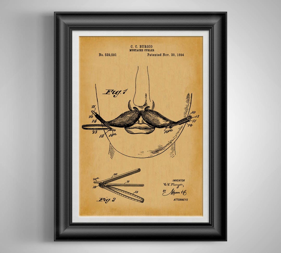 Mustache Combs Bathroom Patents Beard Care Funny Bathroom Signs Master ...