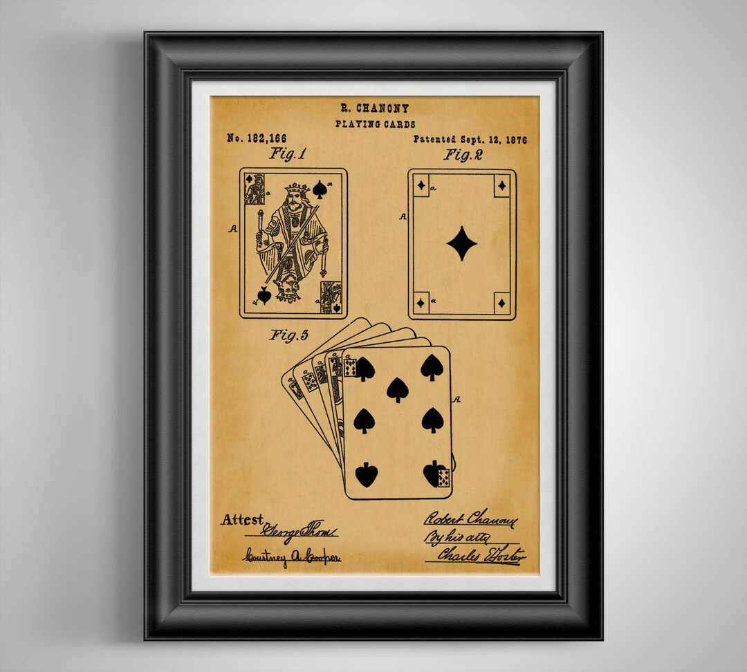 Playing Cards Art Patent Canasta Art Rec Room Decor Gin Rummy Decor ...