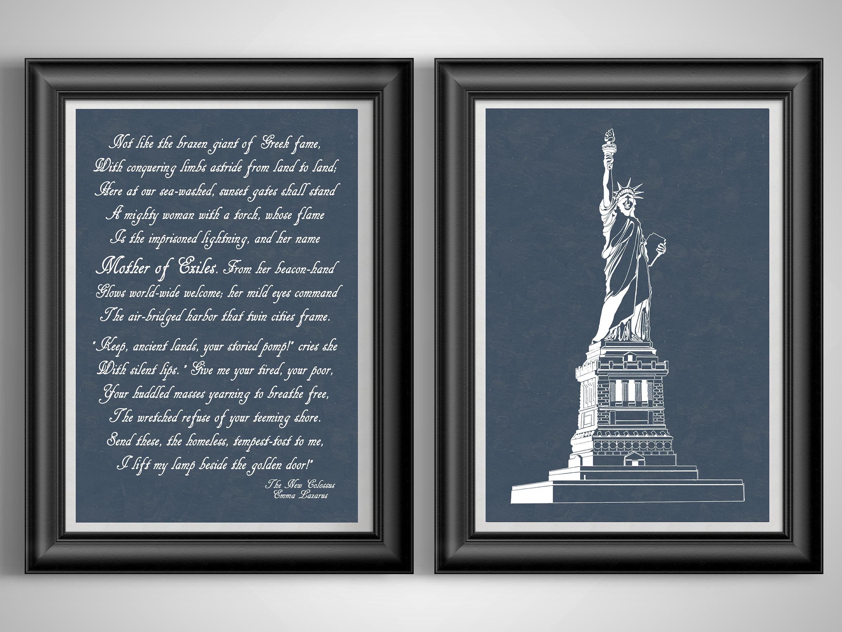 Emma Lazarus Poem 'the New Colossus' Wall Art Citizenship Gift for ...