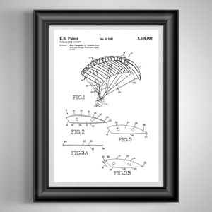 Paraglider Canopy Patent Art Paraglider Print Paraglider Gift for ...