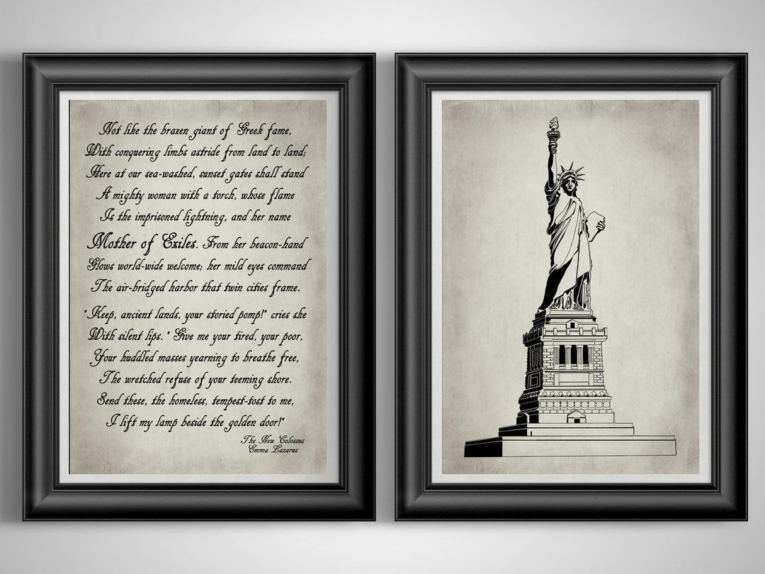 Emma Lazarus Poem 'the New Colossus' Wall Art Citizenship Gift for ...