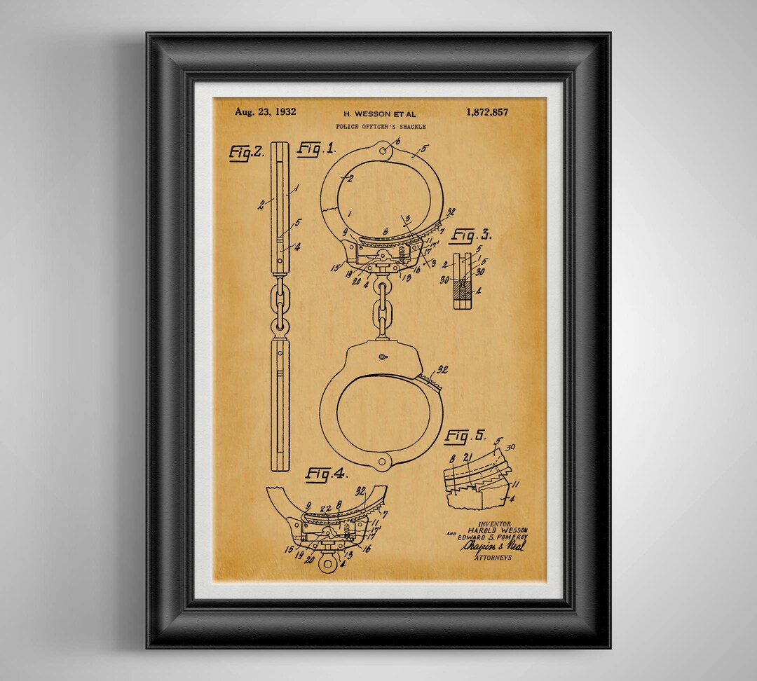 Handcuffs Police Art Policeman Art Policeman Artwork Policeman Wall Art ...