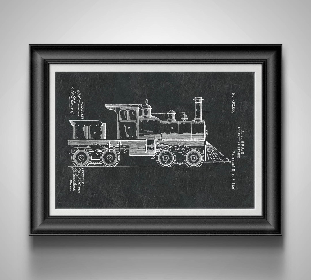 Locomotive Train Poster Model Train Decor Train Patent Prints ...