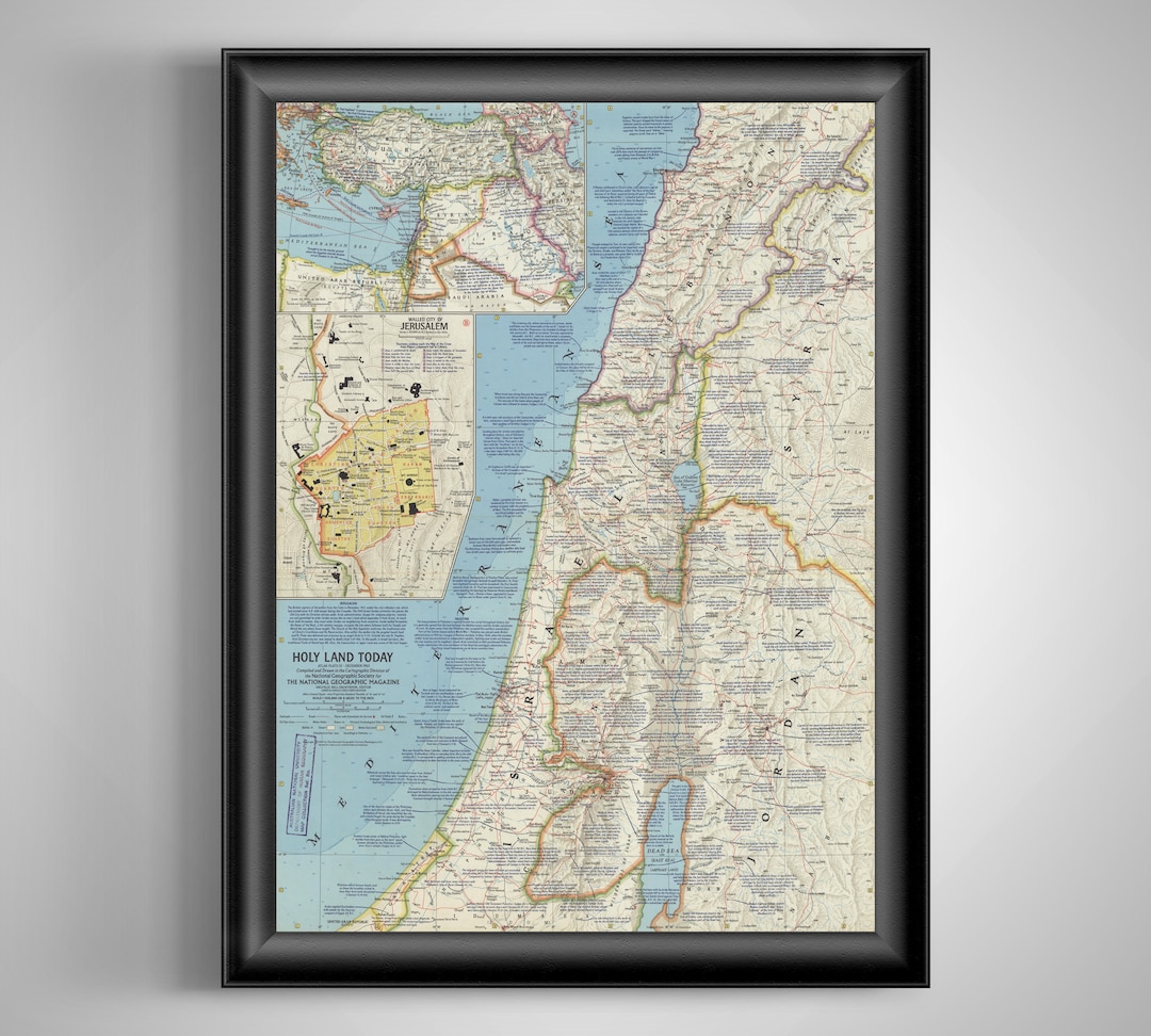 Cristian Poster 1963 Holy Land Map Jesus King Bible Study Gifts Modern ...