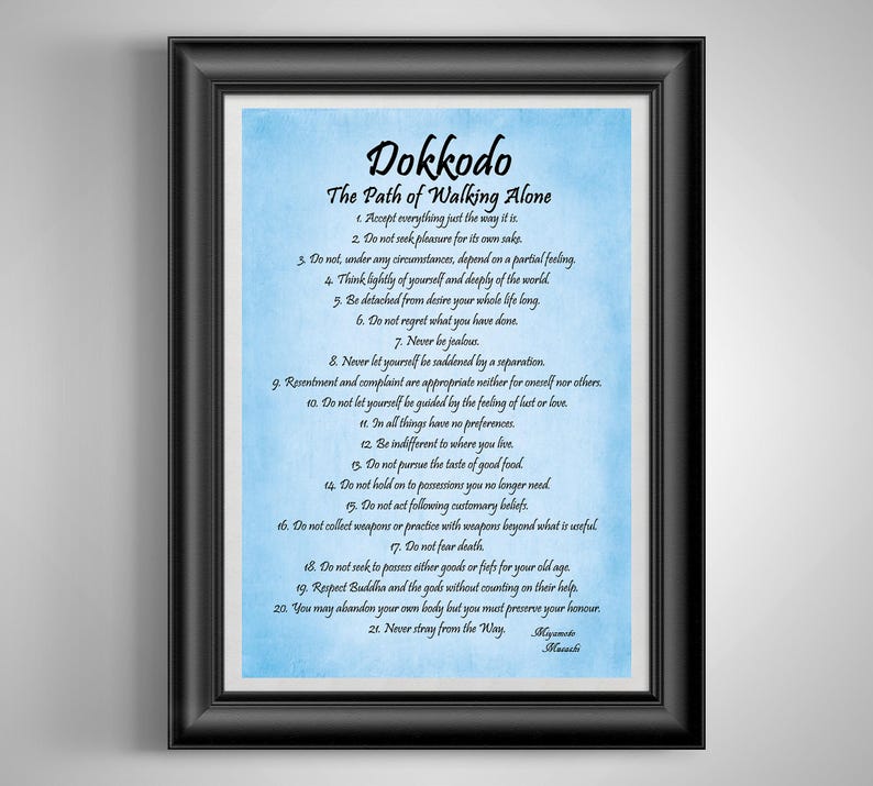 Miyamoto Musashi Dokkodo: Samurai Path of Solitude Minimalist Art for ...