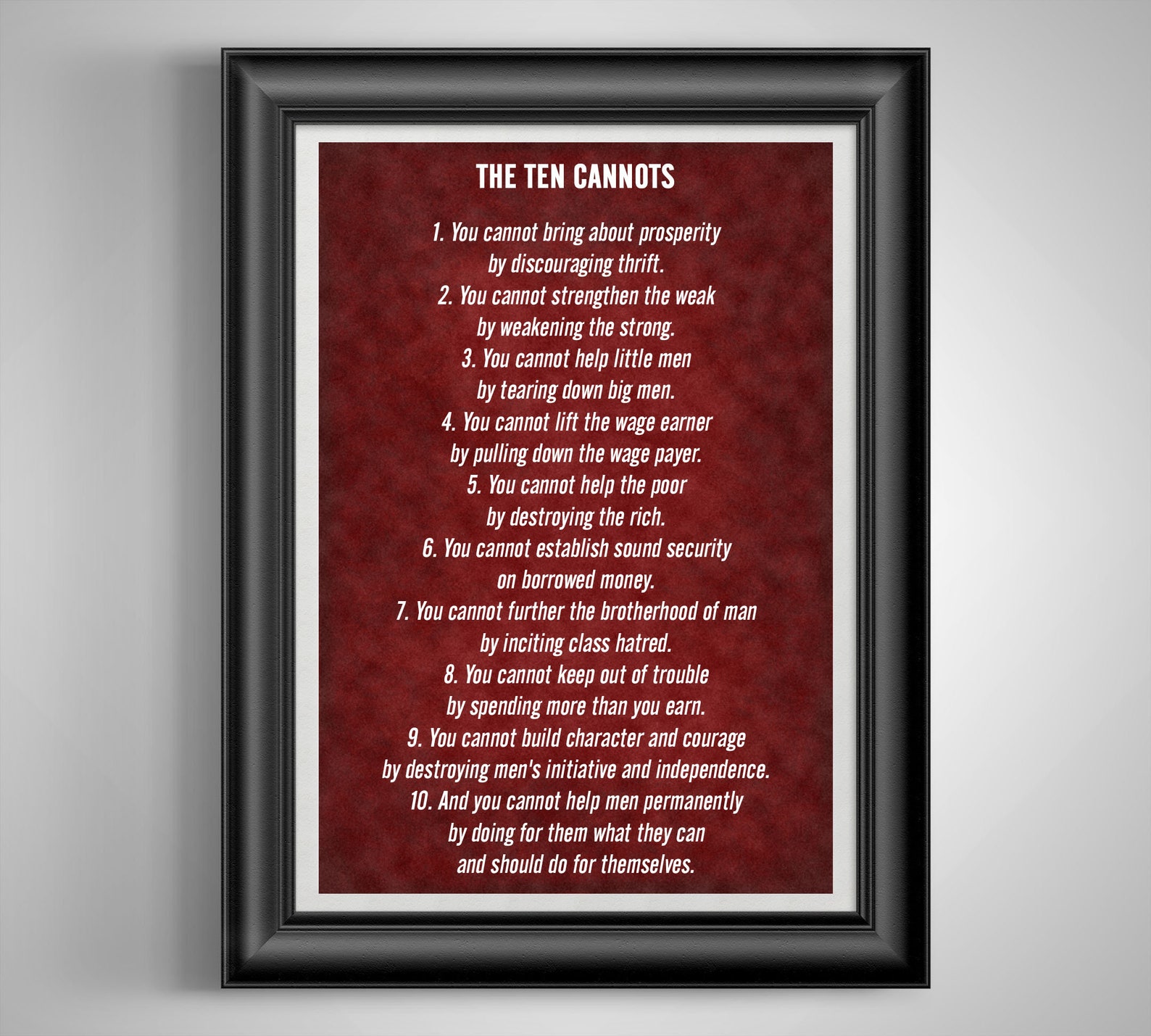 Libertarian Party Ten Cannots Political Art Print: Inspiring Quote ...