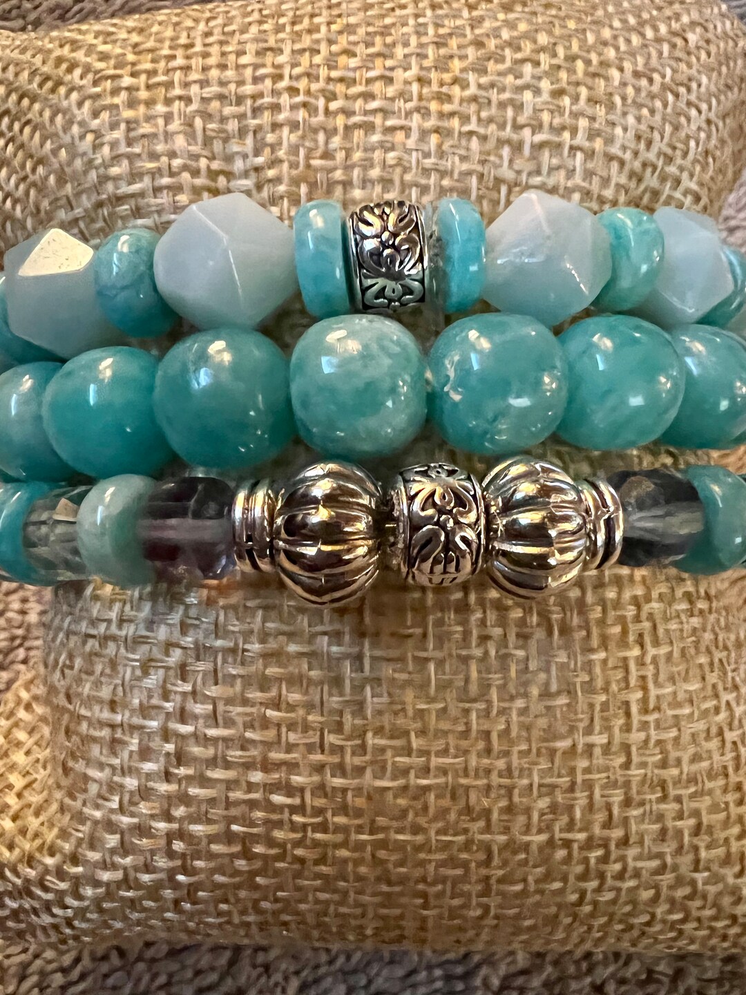 Stack Set of Three Beautiful Amazonite Gemstone Bracelets - Etsy