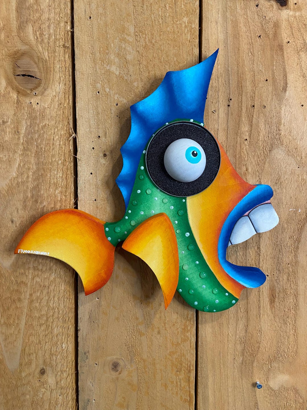 25 Clive. Funky Fish, Colorful Wooden Fish Art, Beach House Art, One of ...