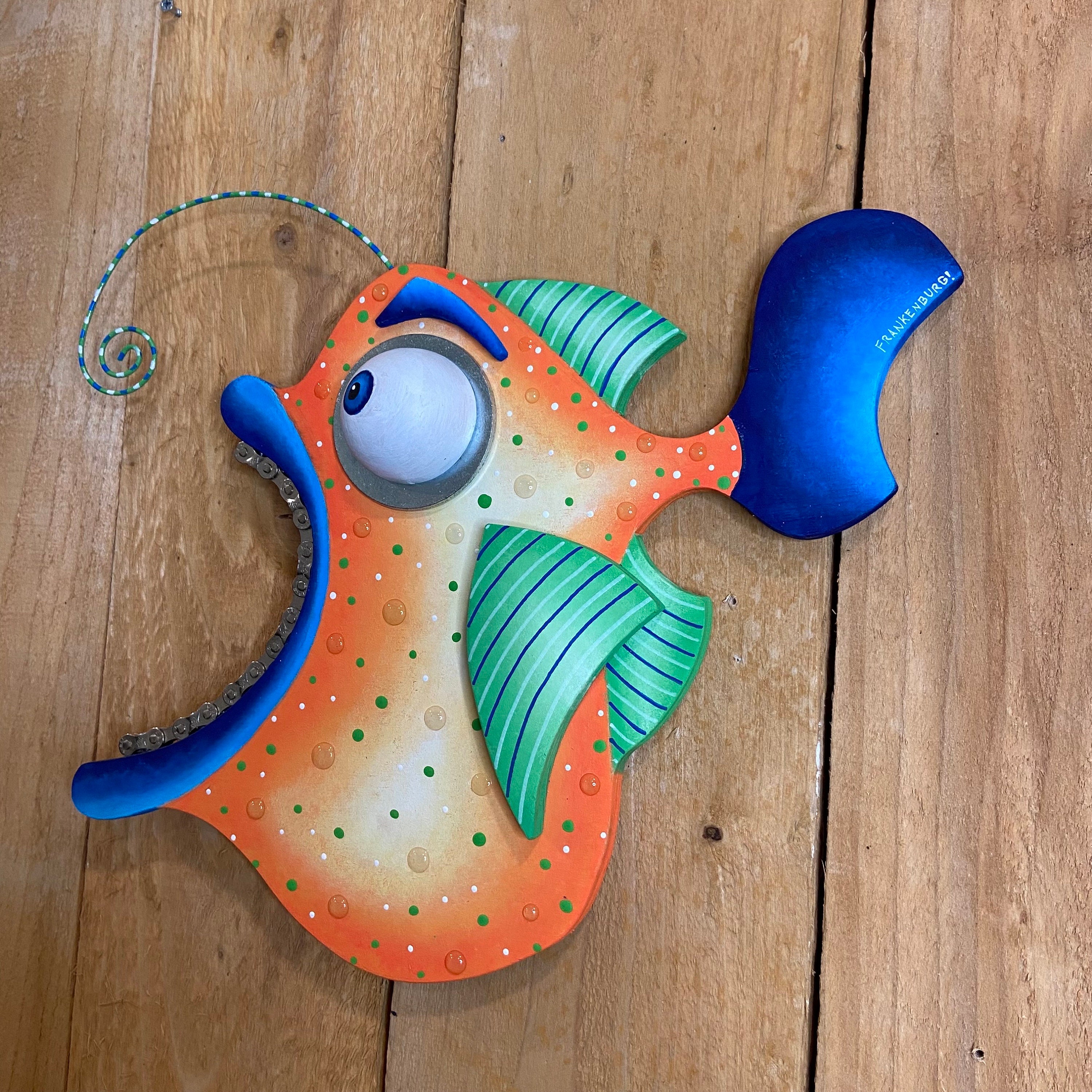 Y-town Wyatt. Wooden Fish Art, Lantern Fish, Recycled Art, Beach House ...